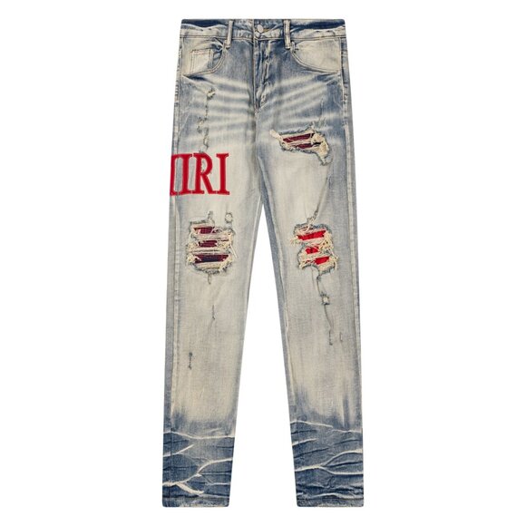 AMIRI | Jeans | Amiri Ripped Jeans With Embroidered Red Tape | Poshmark